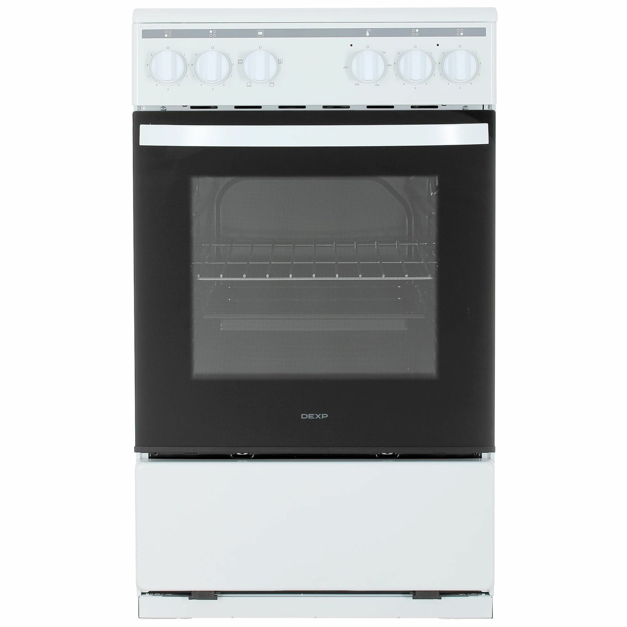 Электрическая плита DEXP E3C-54A, электрическая, стеклокерамическая поверхность, 4 конфорки, белая