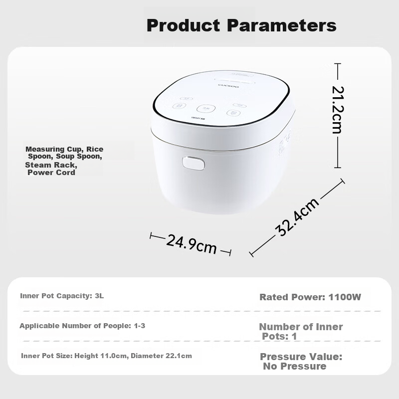 CUCKOO IH Heating Non-stick Inner Pot Rice Cooker with Reservation Function, Quick Cooking, Multi-functional Touch Panel, Micro-pressure Rice Cooker Pot 3L, 2-6 Servings CR-HC0610FW