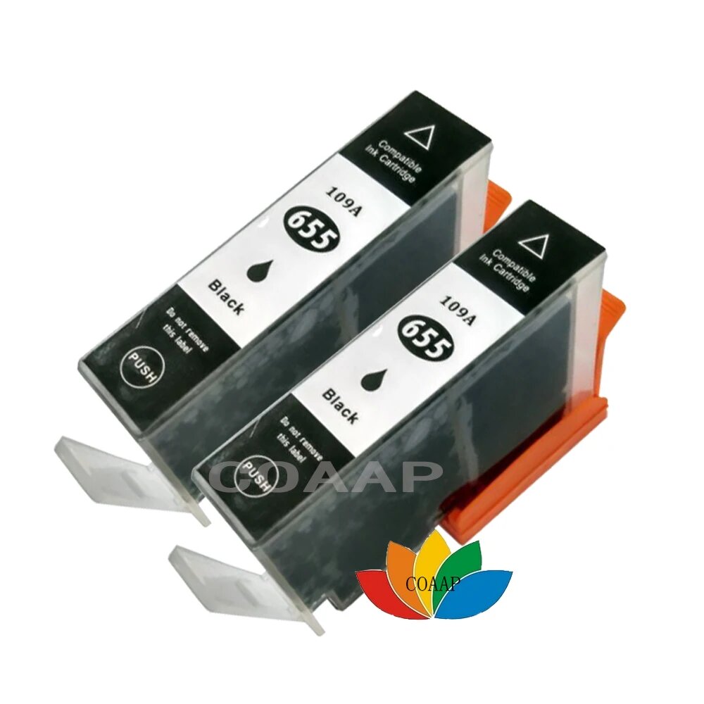 2 черных картриджа для совместимого принтера HP 655 655XL Deskjet 4615 3520 3525 4620 4625 5525 6520 6525 e-All-in-One