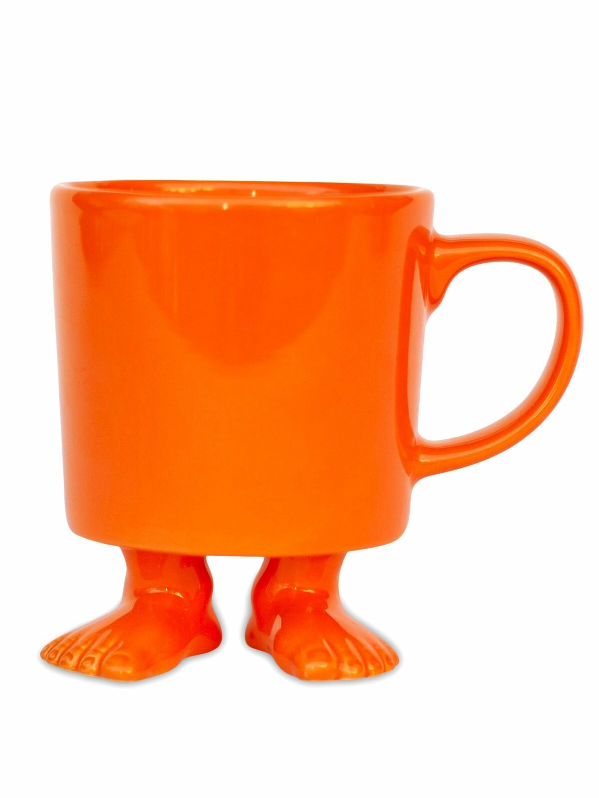 Кружка для чая на ножках оранжевая, для кофе, керамическая, 300мл