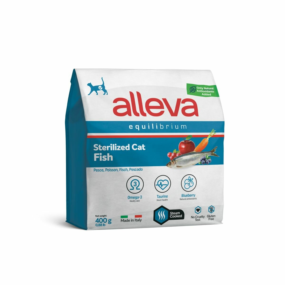 ALLEVA EQUILIBRIUM Корм для кастрированных котов и стерилизованных кошек с рыбой 0,4 кг