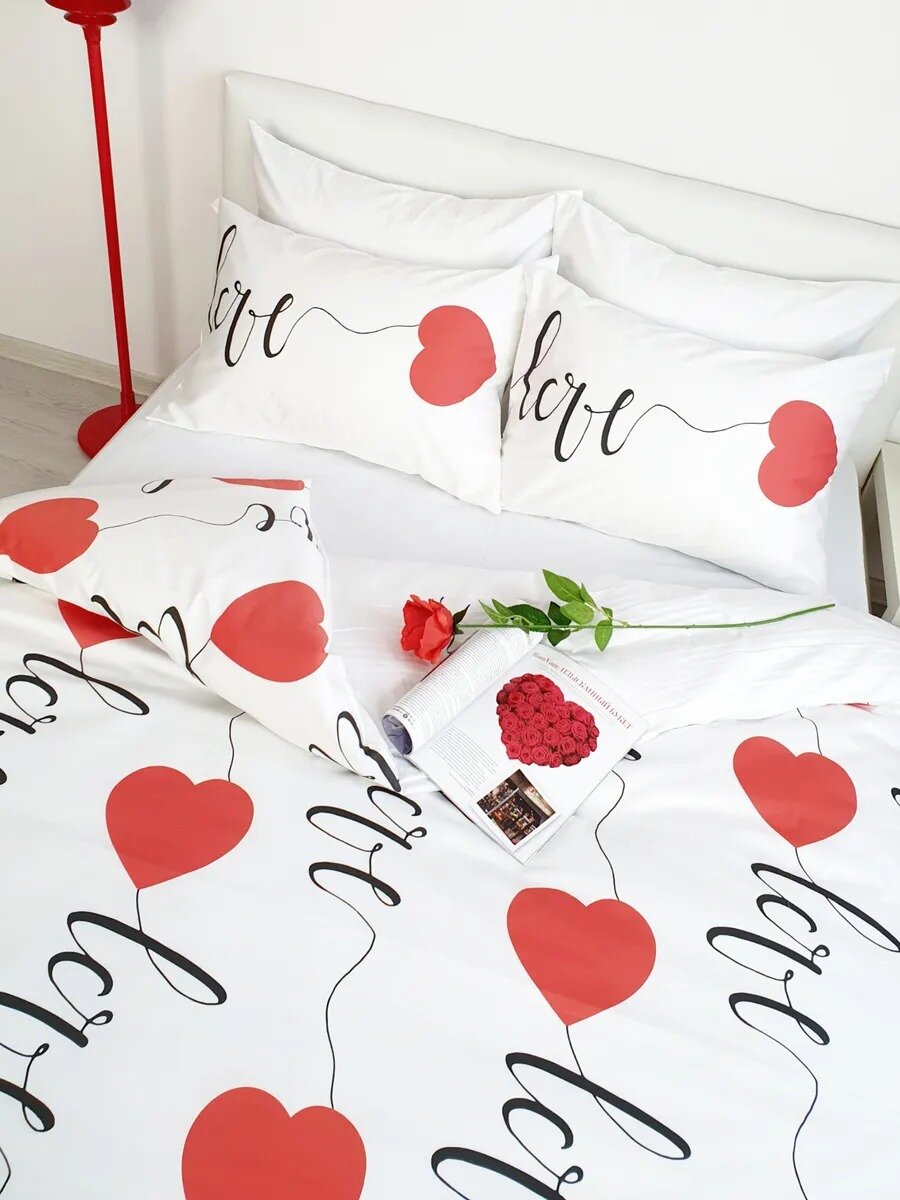 Постельное белье двуспальное детское, IRISHOME, сердце, сатин-люкс