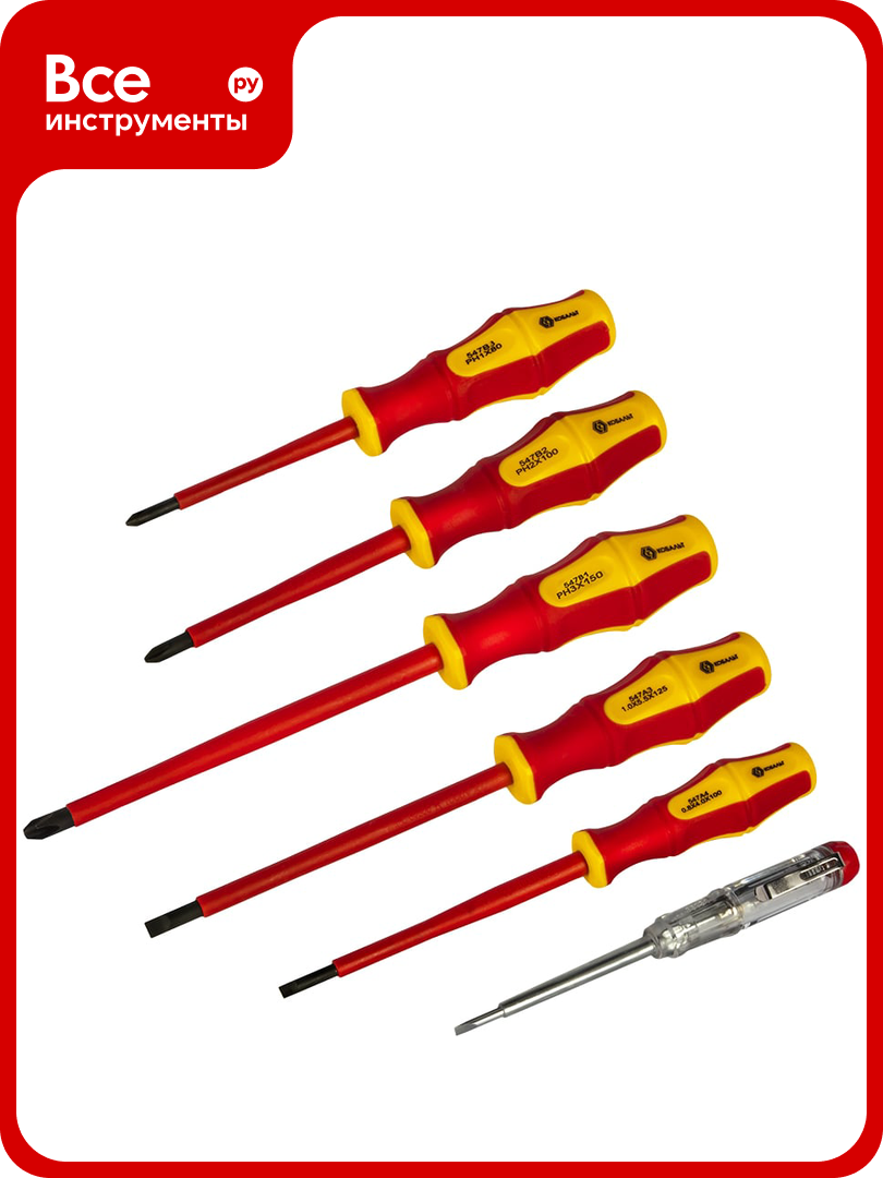 Набор отверток диэлектрических Ultra Grip кобальт 646-522, с крестовой шляпкой