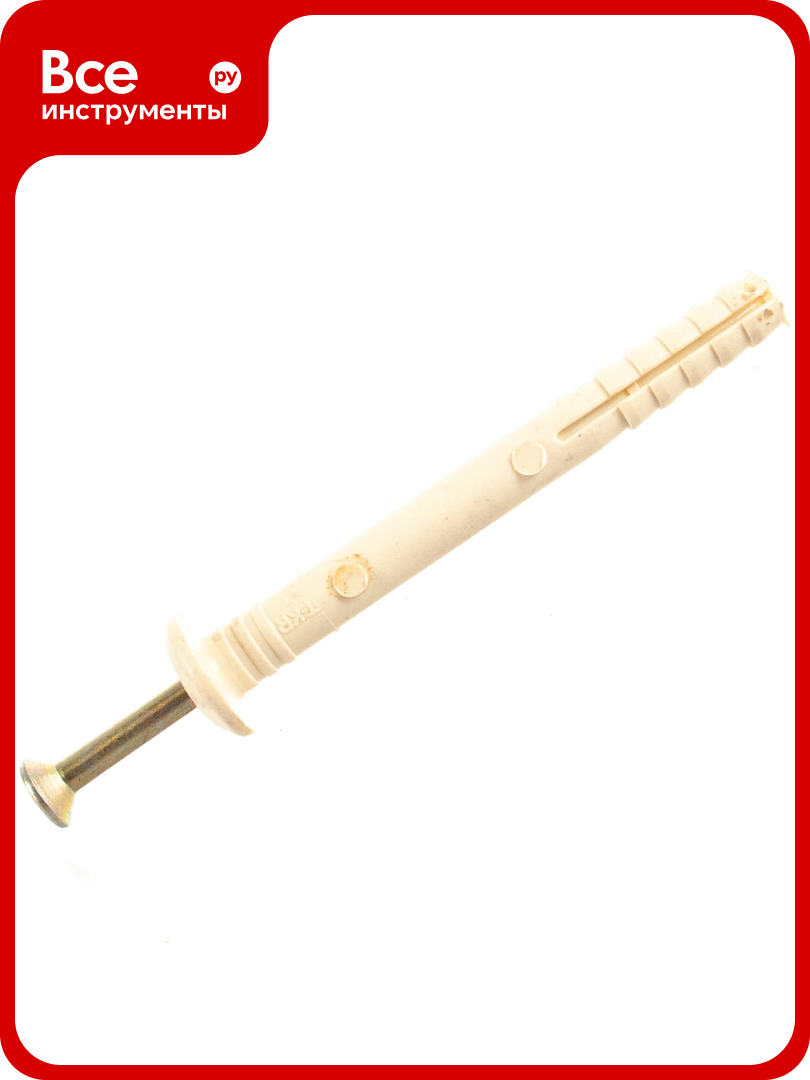 Дюбель-гвоздь Tech-Krep 6х60 грибовидная манжета, нейлон 12 шт - пакет 102939