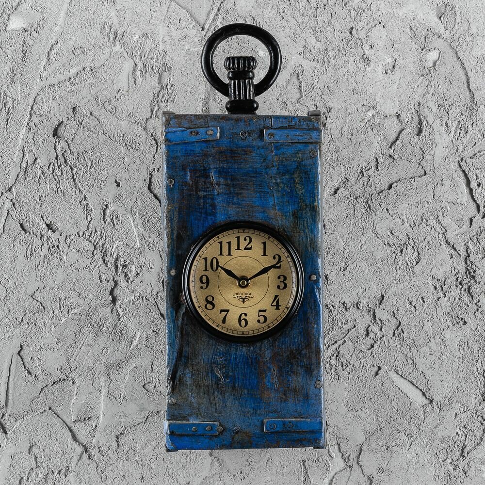 Часы настенные деревянные интерьерные Decor of today 14х8х39, синие