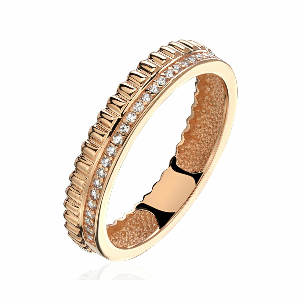 Кольцо, красное золото, 585 проба, родирование, бриллиант