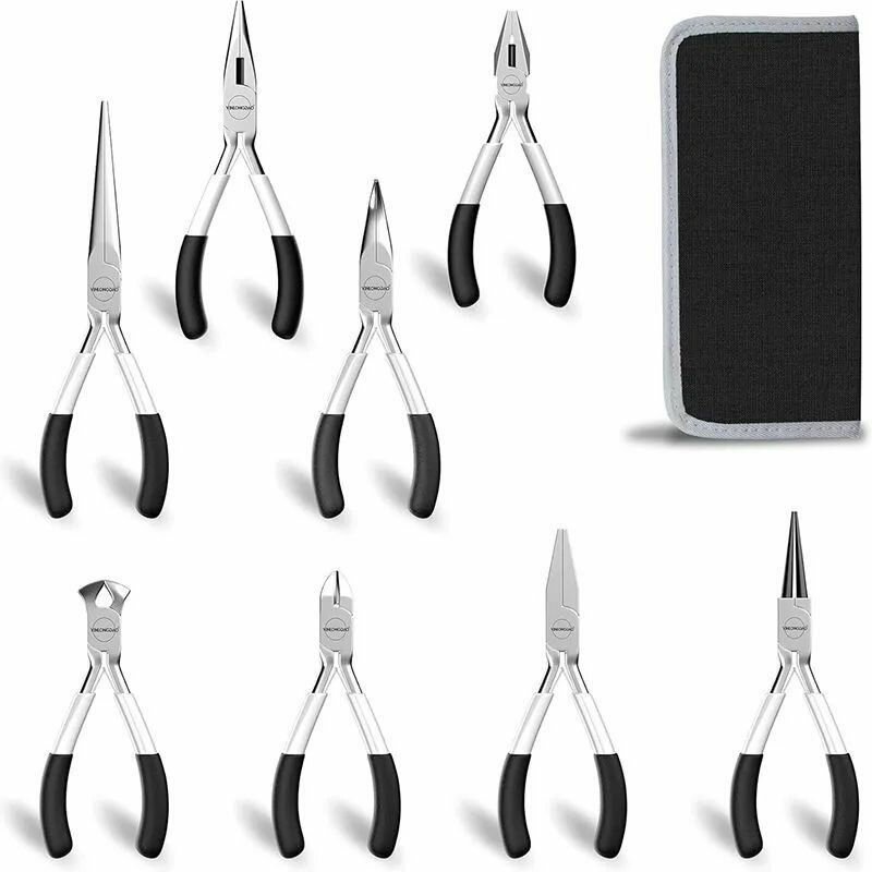 Набор шарнирно-губцевых инструментов X466, серый, 8 предметов