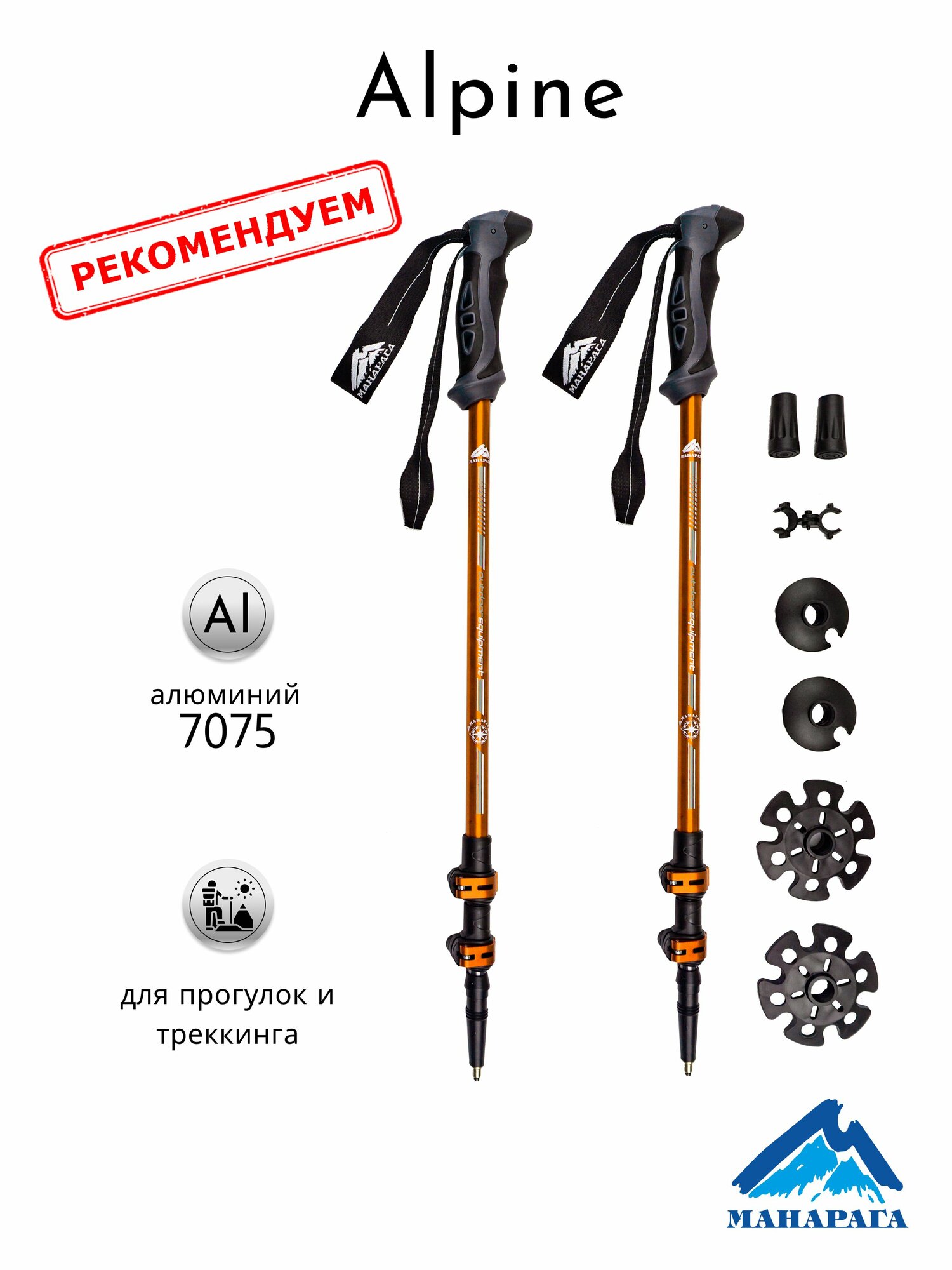 Палки треккинговые Манарага Alpine