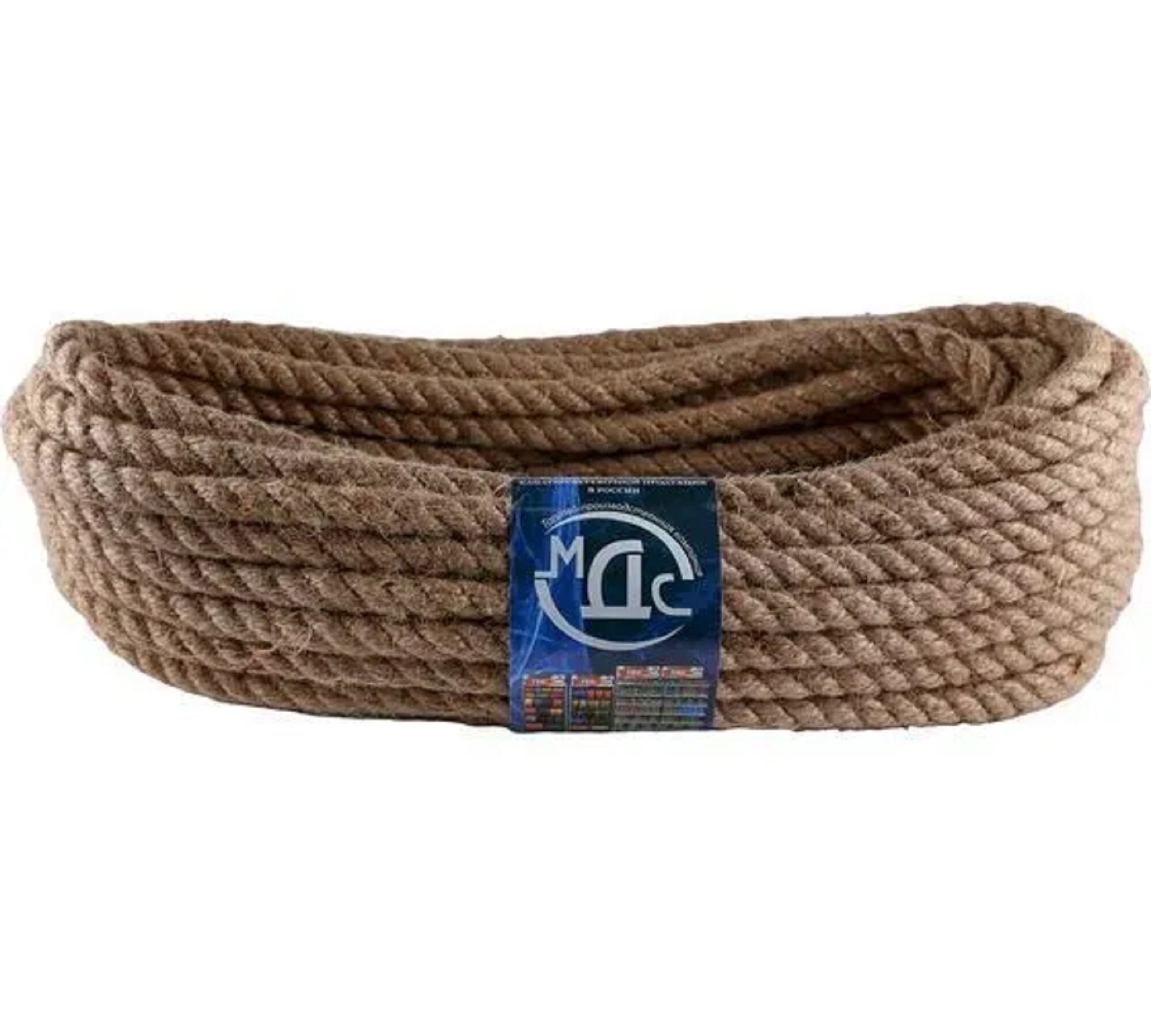 Канат джутовый 14 мм, 20 метров ТПК МДС Натуральный канат для декора, швартовки и хозяйственных нужд