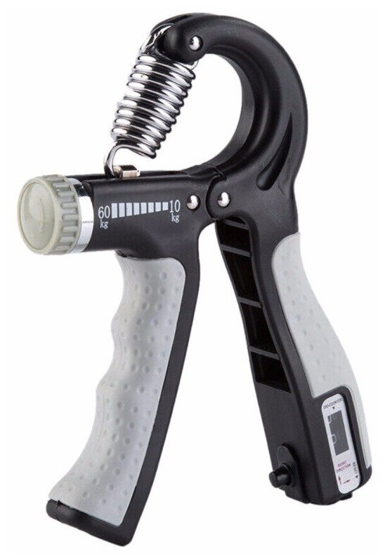 Эспандер кистевой, рукоятка, со счетчиком, 60 кг, цвет серый