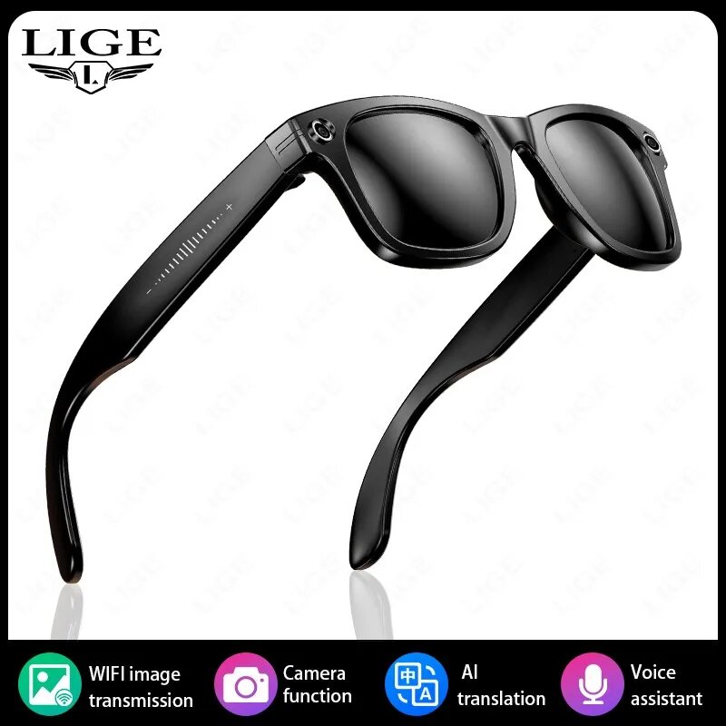 LIGE 2025 Camera Smart Glasses Take Photos With Camera AI Intelligent Translation Video Recording Bluetooth Call Music Glasses