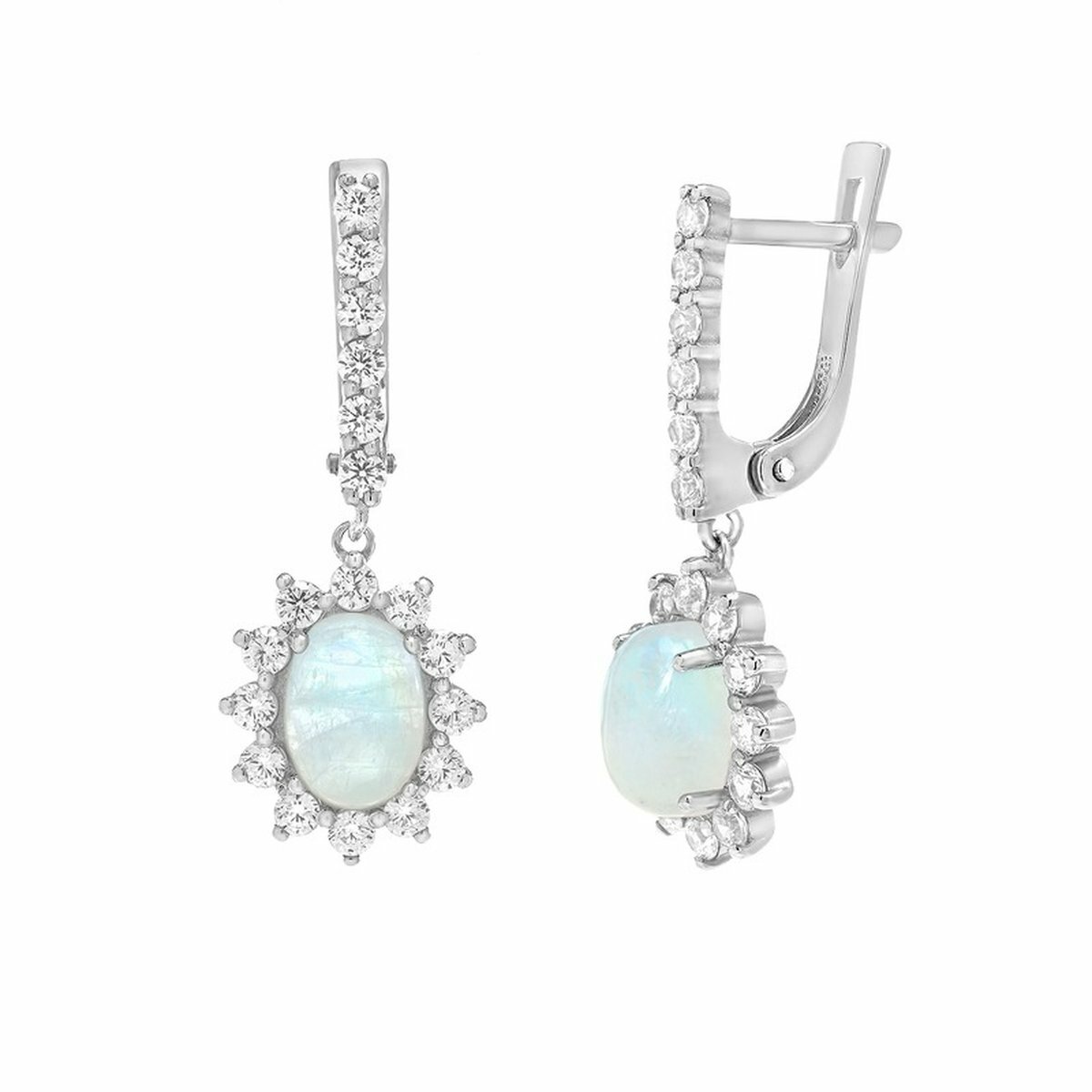 Серьги, серебро, 925 проба, лунный камень
