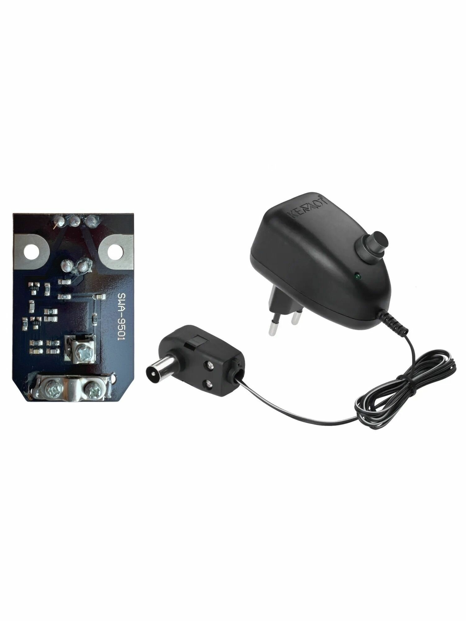 Комплект Усилитель для антенны SWA-9501 (усиление 42-50дБ, питание - 12В) + Блок питания для телевизионных антенн с регулятором 12В