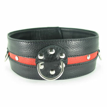 BDSM Арсенал Ошейник, черно-красный С кольцами
