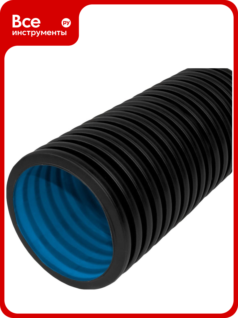 Гофрированная труба Промрукав двустенная ПНД жесткая тип 450 SN6 черная д200 6 м PR15.0159