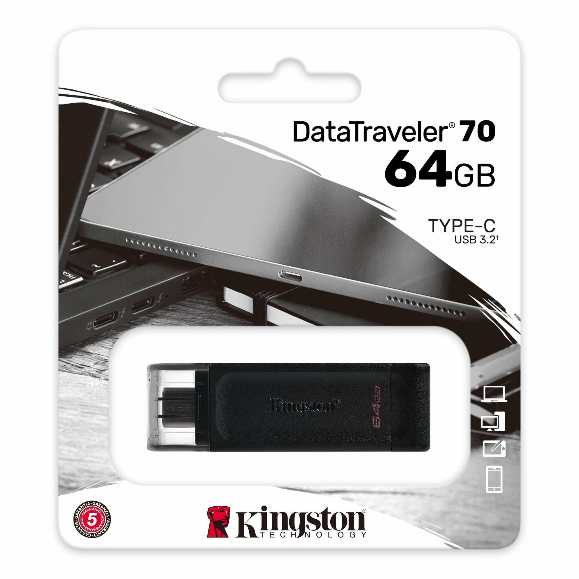Флешка USB флеш карта 64GB DataTraveler 70 Type-C DT70/64GB