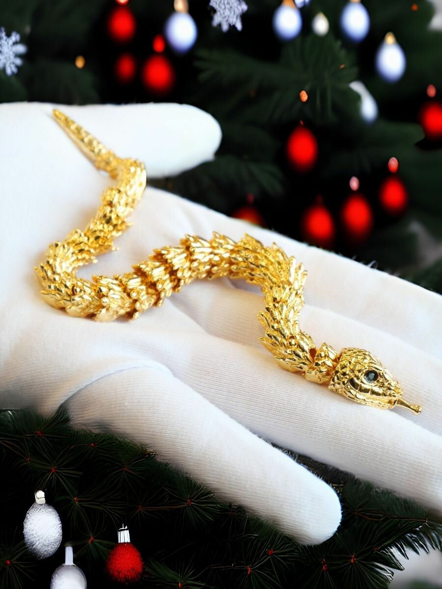 Змея фигурка символ Нового года из металла подвижная