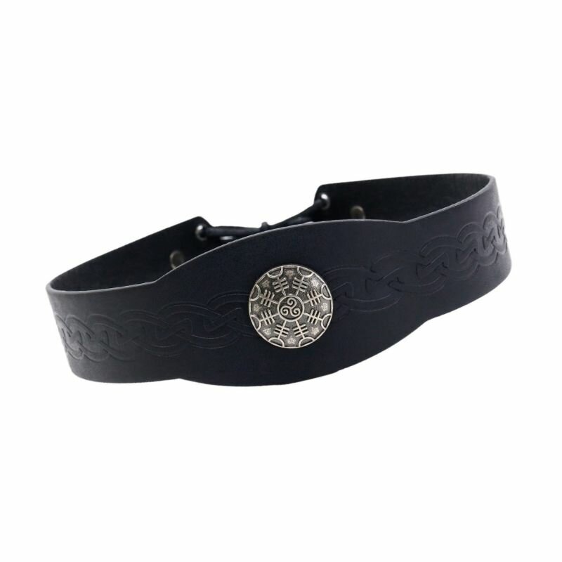 Средневековая повязка на голову кожаная голову-Черный