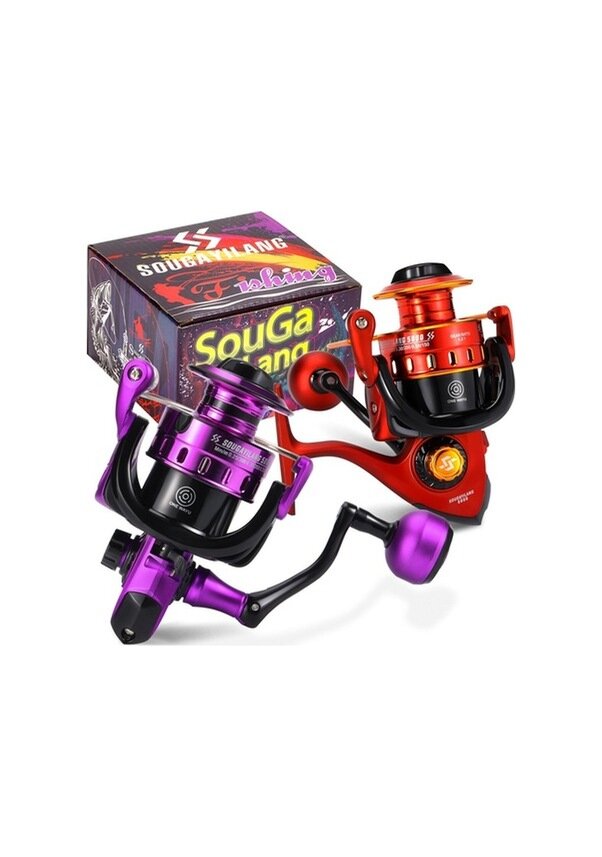 Катушка для спиннинга 1000-5000, передаточное число 5.2:1, красно-фиолетовая, 210-251 г, для ловли в пресной воде