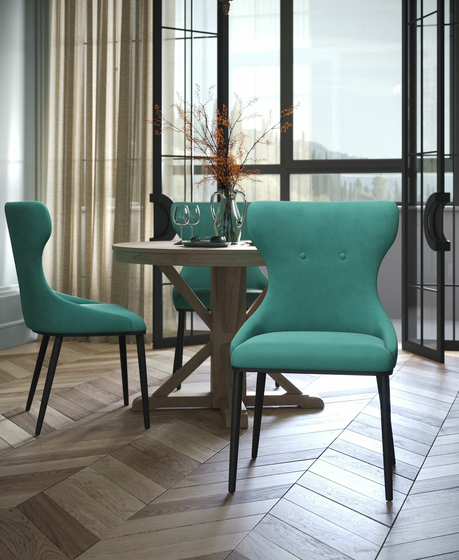 Стул кресло Премьер, микровелюр, мягкий для кухни, цвет малахит