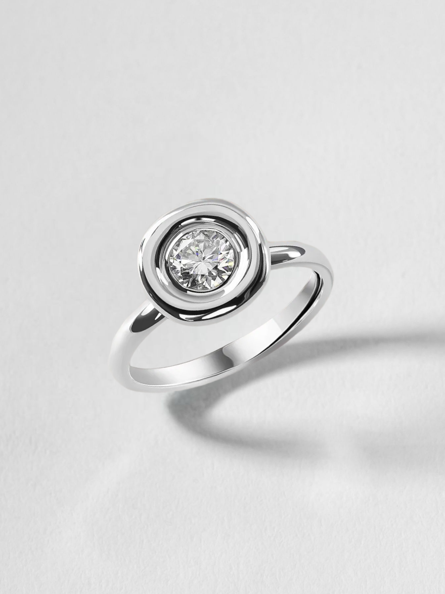 Кольцо помолвочное, серебро, 925 проба, родирование, муассанит