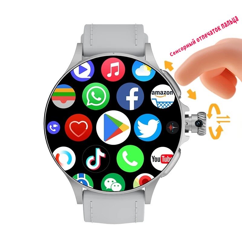 Умные часы 4G LTE с поворотной камерой, с сенсорным отпечатком пальца, APP Store