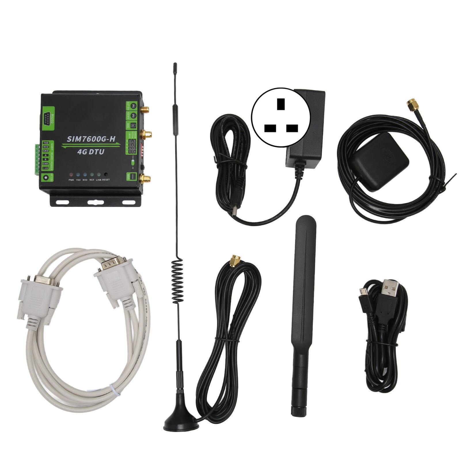 SIM7600G H 4G DTU Module LTE Global Universal Industrial Grade Board for USB UART RS232 RS485 100 240V UK Plug