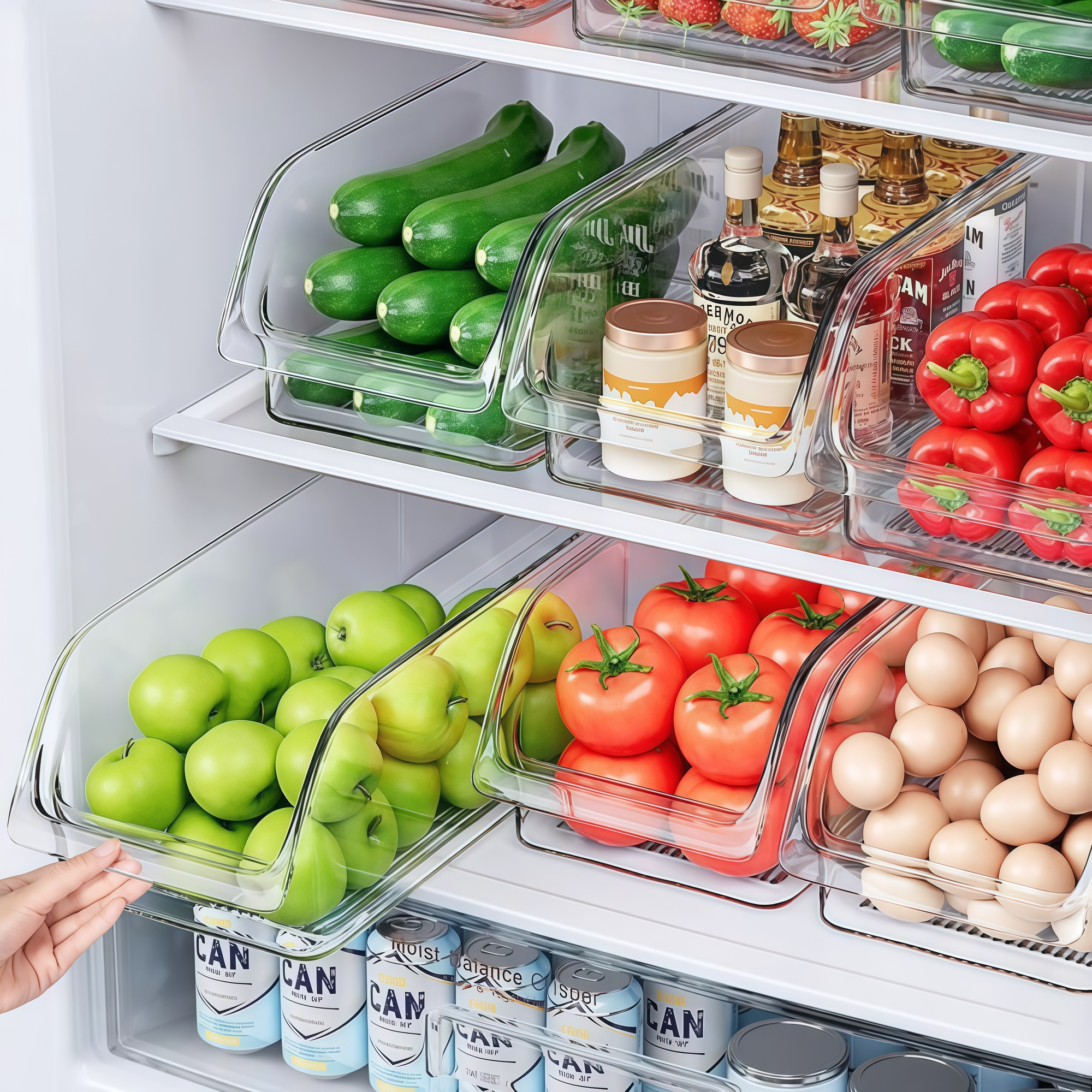 Выдвижной, подвесной контейнер-органайзер, ящик, для холодильника, для хранения продуктов, Marnuss，1 штука