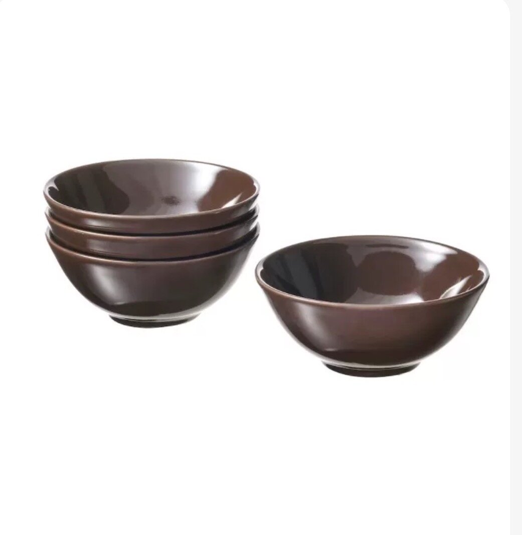 Набор мисок "Фэргклар" икеа, керамика, 12см, 4шт, для СВЧ, цвет коричневый