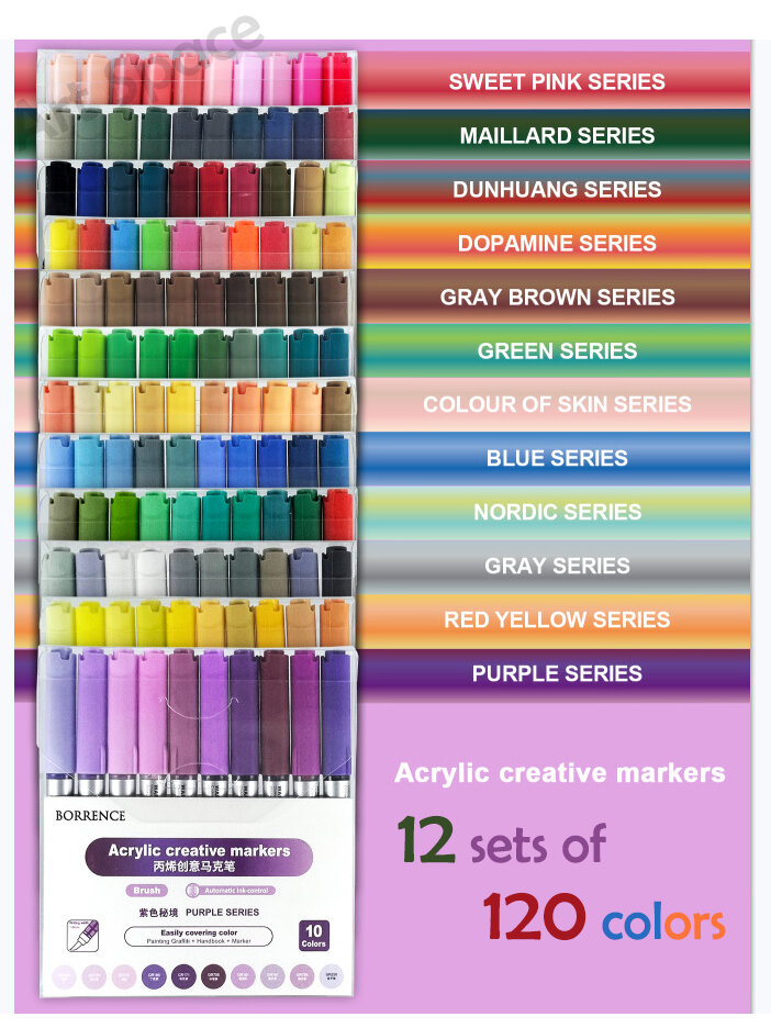 Набор жидких акриловых маркеров 10/60/80/120 цветов