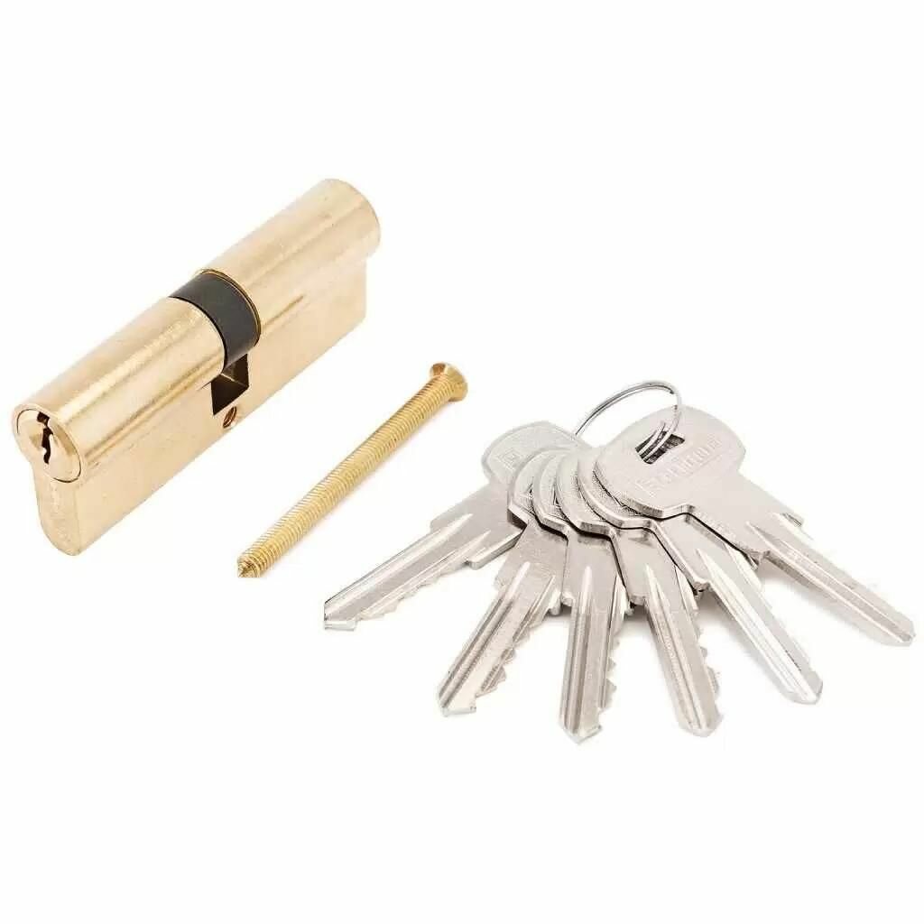 Личинка замка Аллюр для двери, 80 мм, золото, латунь, 6 ключей