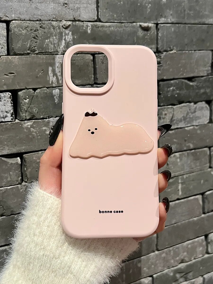 Чехол О'Кейси, накладка, для iPhone 15, 3D, с принтом, розовый