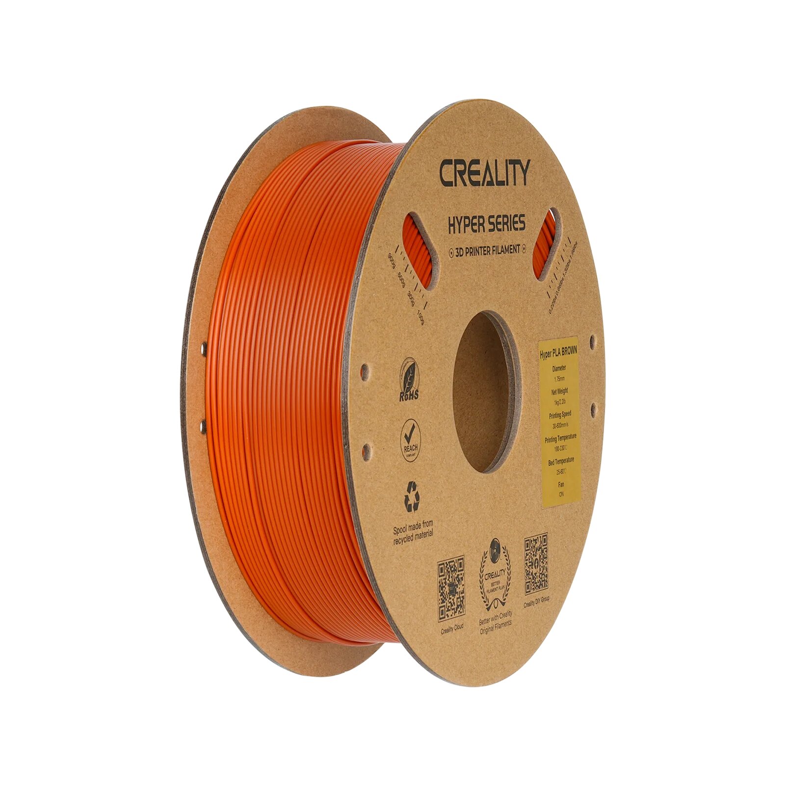 Филамент Creality Hyper Series PLA 1.75 мм, 1 кг, для 3D-принтера, точность ±0.02 мм, коричневый