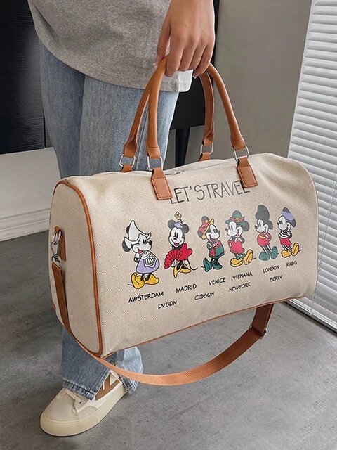 Сумка на плечо с изображением Микки Мауса из мультфильма Disney, вместительная портативная дорожная сумка