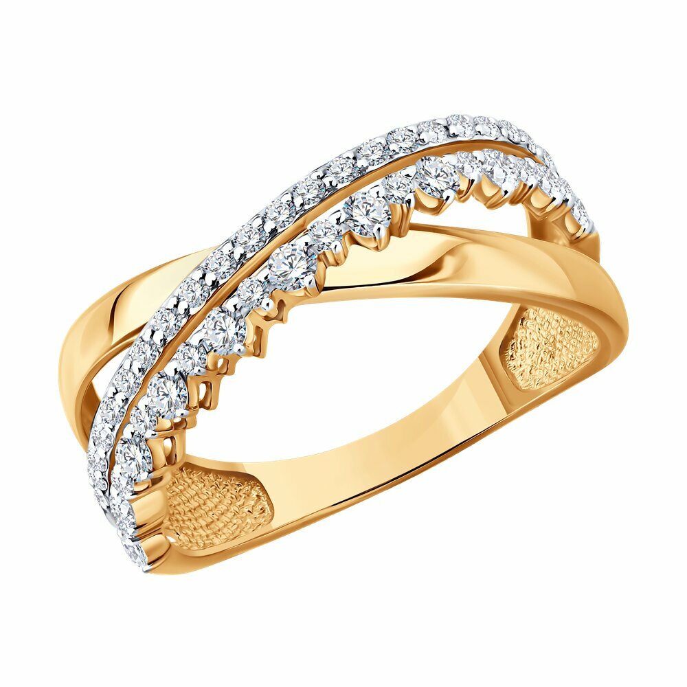 Кольцо, красное золото, 585 проба, бриллиант выращенный