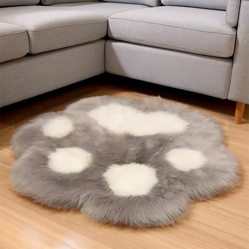 Меховой ковер, украшение из искусственного шерстяного плюша в форме медвежьей лапы, нескользящее дно 60x51 см, может использоваться в спальнях, гостиных, детских комнатах