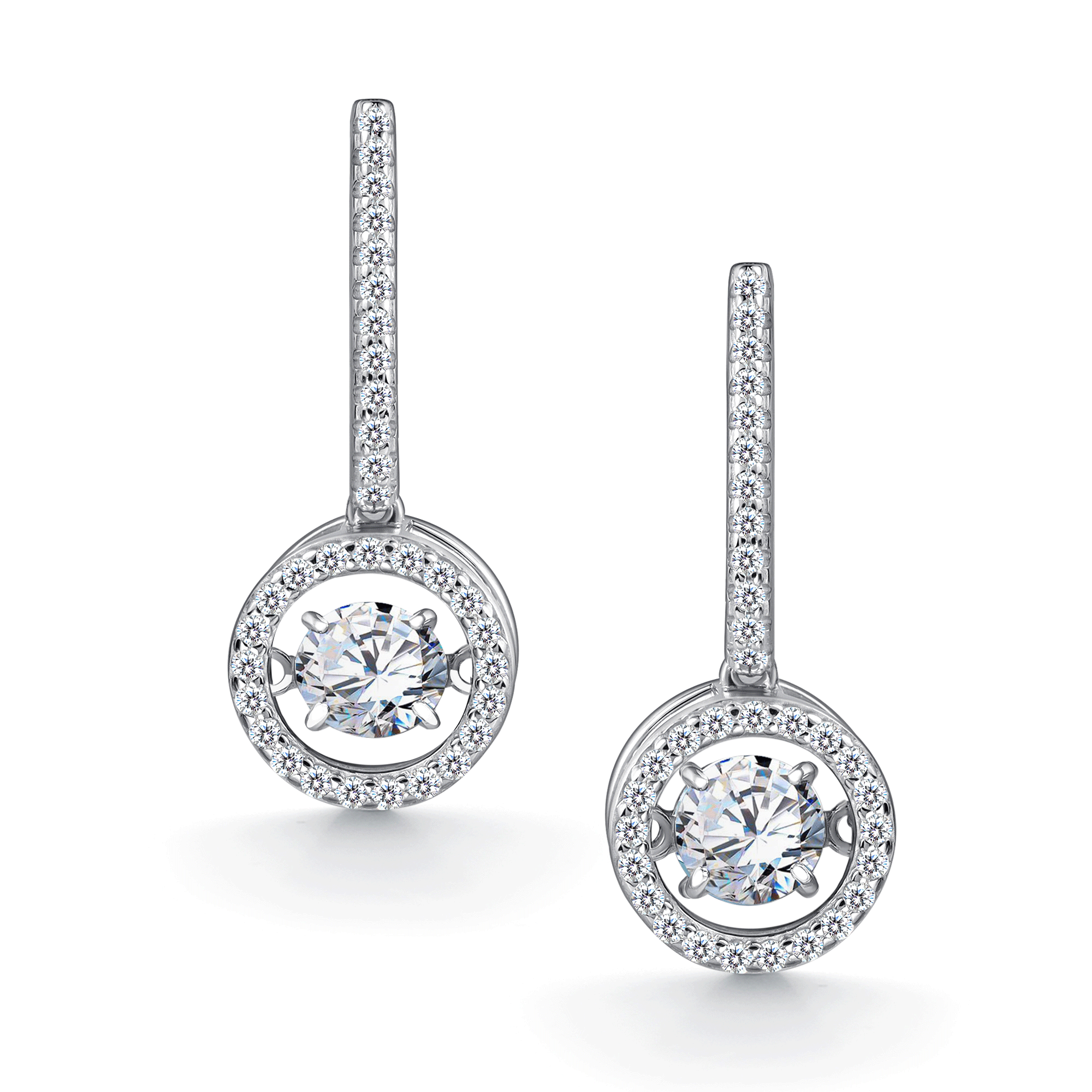 Серьги, серебро, 925 проба, родирование, горный хрусталь, фианит