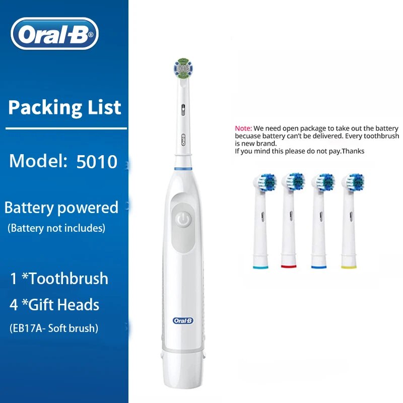 Oral B Электрическая Зубная Щетка Вращение 4 Насадки