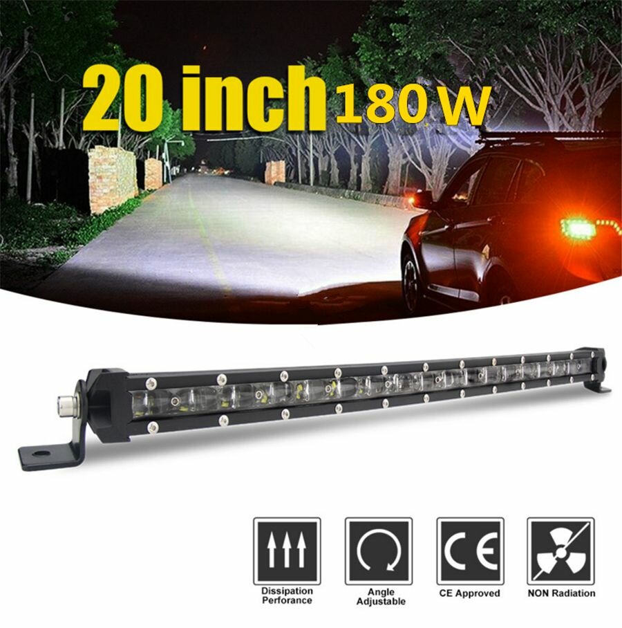 20"180W 18000LM Алюминиевый Точечный Луч 6D Slim LED Work Light Bar Single Row 1x
