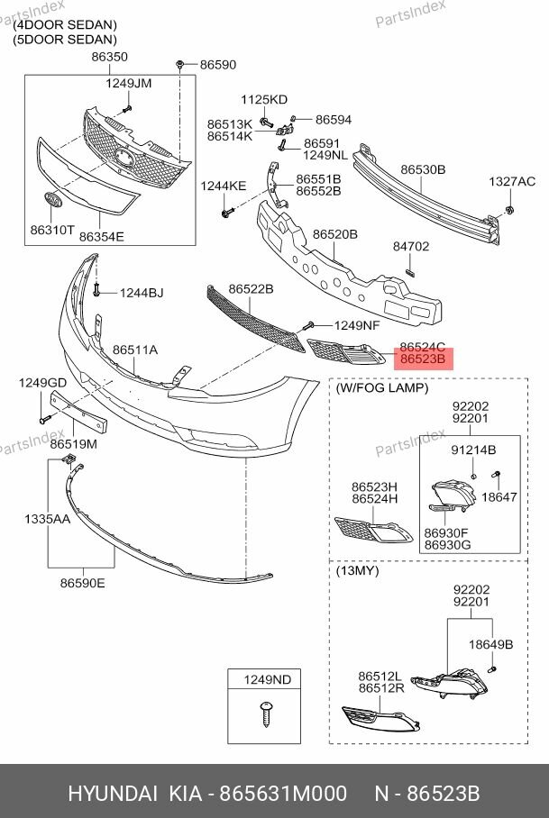 Рамка противотуманной фары левая, HYUNDAI/KIA/MOBIS 865631M000