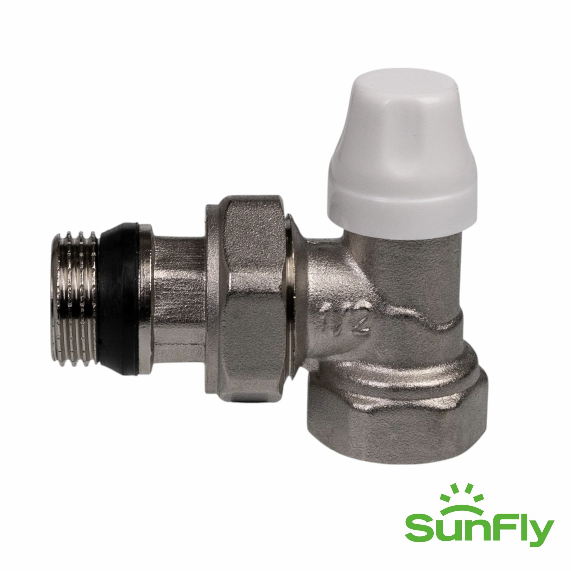 Клапан запорно-балансировочный для радиатора, угловой, с уплотнением 1/2" SUNFLY (XF60618G-12)