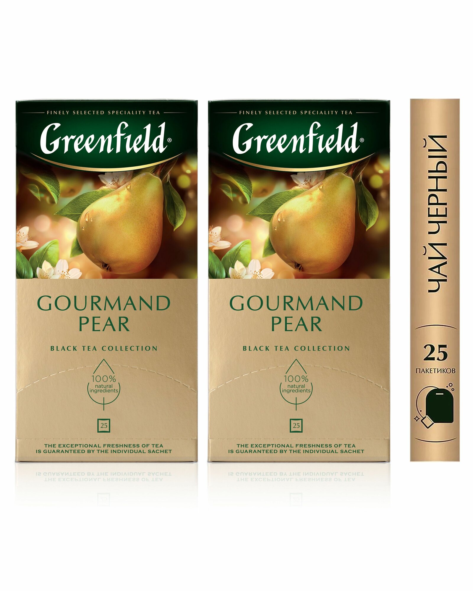 Чай черный Greenfield Gourmand Pear, 2шт по 25пакетиков. Груша и базилик