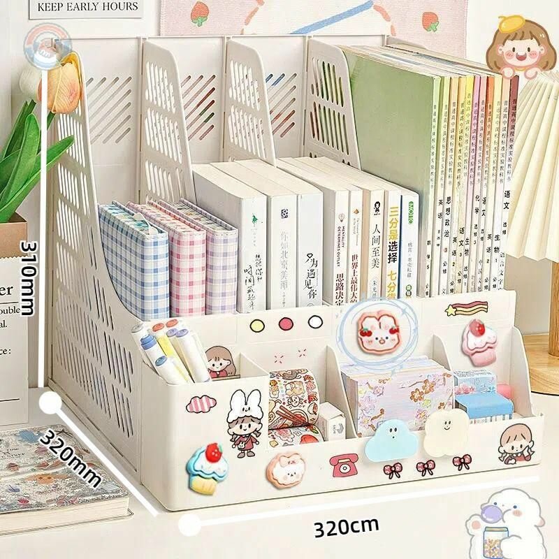 Настольный органайзер для канцелярии и книг, удобная подставка для тетрадей, ручек и мелочей, пластиковый органайзер для школьников и офиса, компактный и стильный