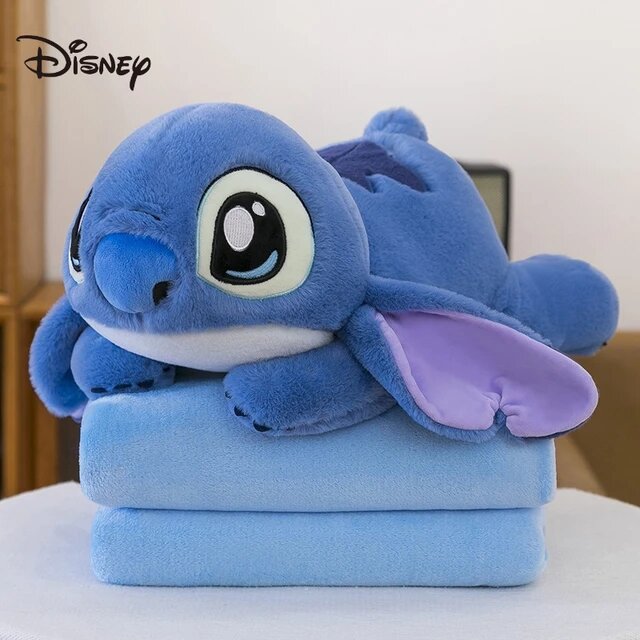 Мягкая игрушка-плед Стич (Stitch) в голубом цвете，Мягкая игрушка Лило и Стич MINISO