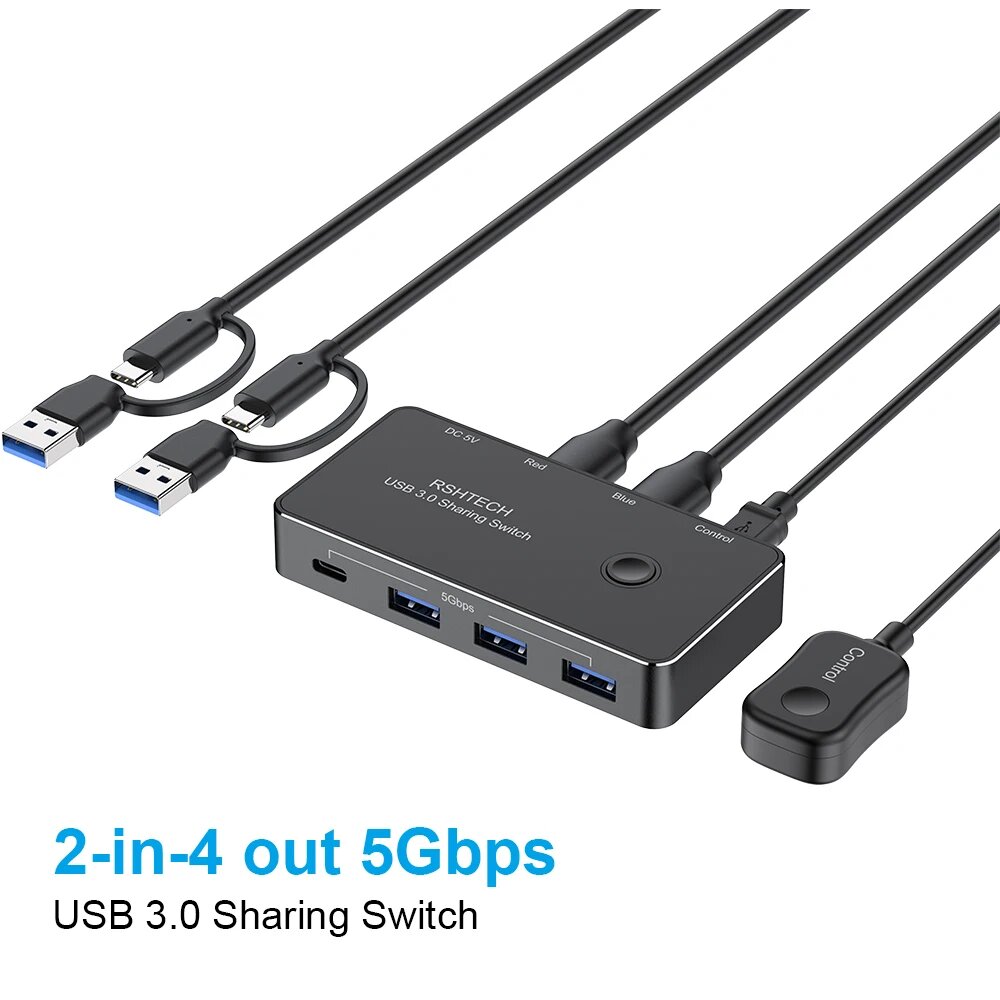 KVM-переключатель RSHTECH USB C для 2 компьютеров