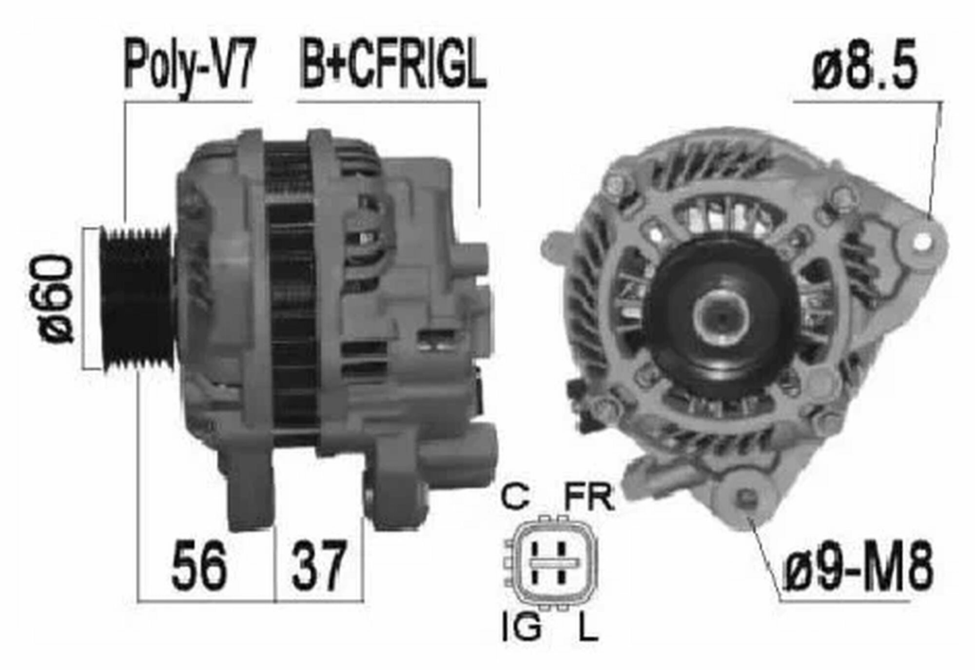Генератор ERA 209368, для Honda Civic 1.8, 90А