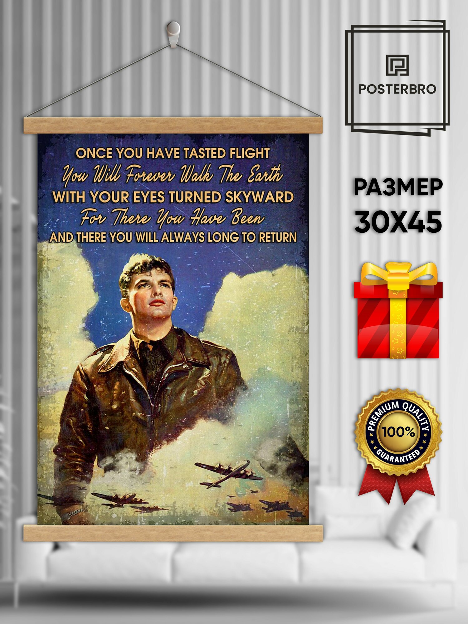 Постер на стену Posterbro интерьерный Авиация, 30*45 в рамке