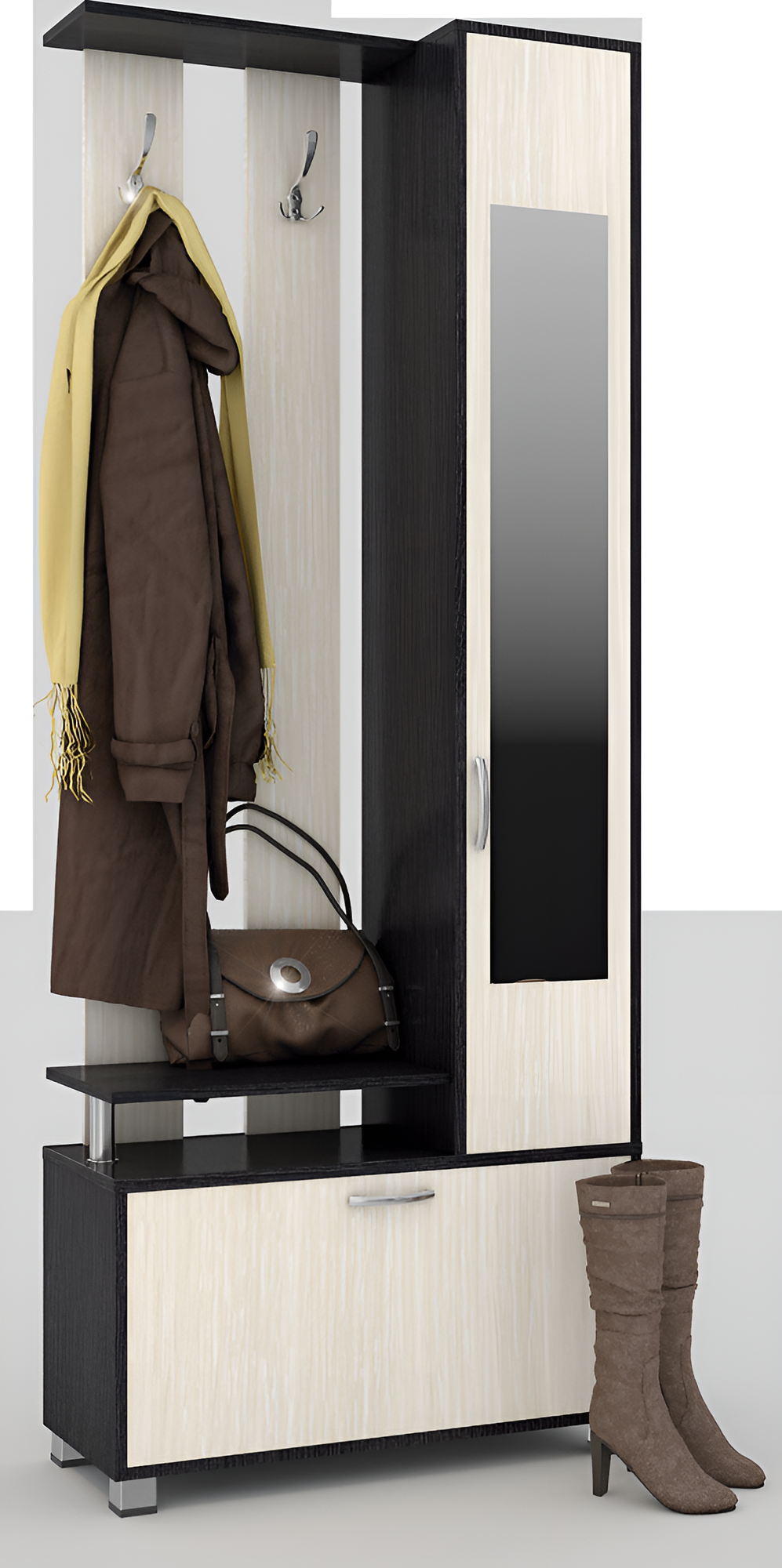 Прихожая ПМ-1/4 венге/дуб молочный (ШхГхВ) (800х330х2000)мм, зеркало, "Колизей мебель"