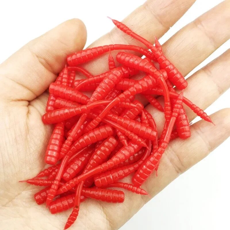 Мягкая рыболовная приманка 4 см красная червь 0,4 г Красный, Red 40pcs
