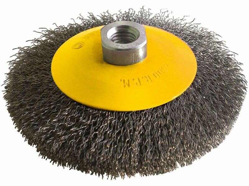 Корщетка "Колесо" 115 мм, волнистая, с наклоном, гайка М14, InWork